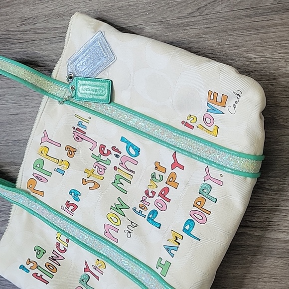 Coach | Bags | Coach Poppy Is Love Glam Spotlight Script Sequin ...